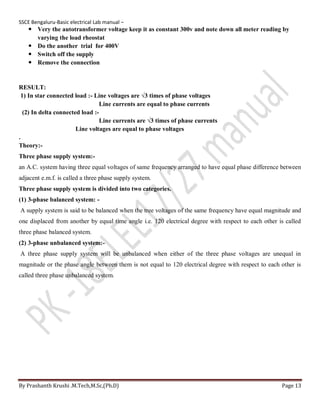 VTU Basic electrical Lab manual | PDF
