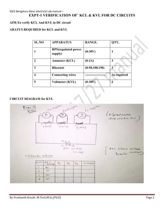 VTU Basic electrical Lab manual | PDF