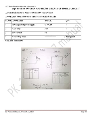 VTU Basic electrical Lab manual | PDF