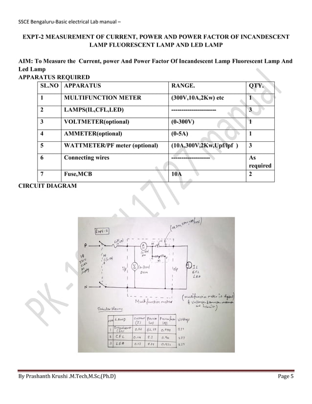 VTU Basic electrical Lab manual | PDF