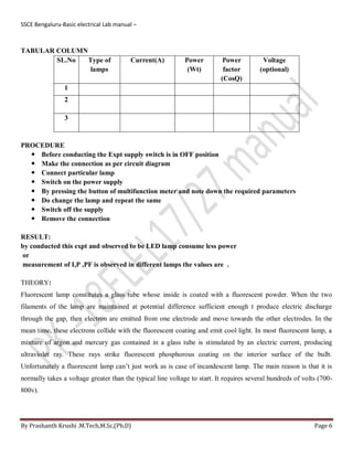 VTU Basic electrical Lab manual | PDF