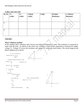 VTU Basic electrical Lab manual | PDF