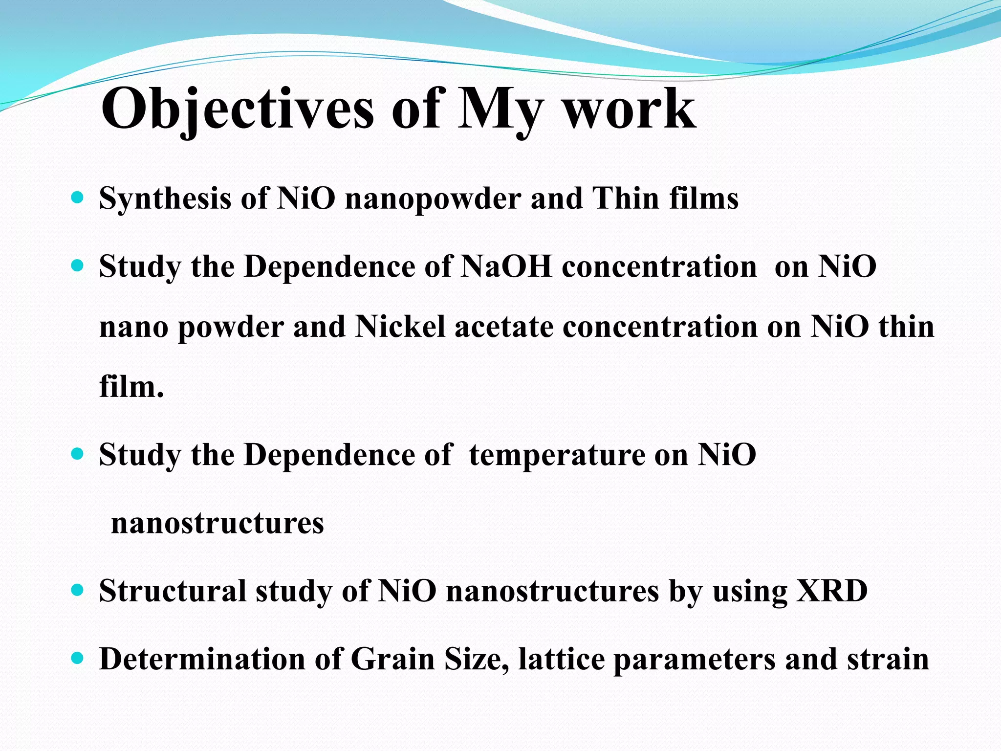 Synthesis and characterization of nickel oxide nanastructures | PDF