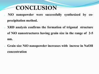 Synthesis and characterization of nickel oxide nanastructures | PDF