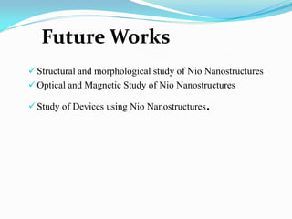 Synthesis and characterization of nickel oxide nanastructures | PDF