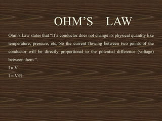 BEE OHMS LAWS KIRCHHOFF LAWS PRESENTATION PPT | PDF