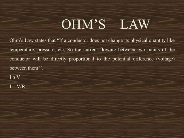BEE OHMS LAWS KIRCHHOFF LAWS PRESENTATION PPT | PPT