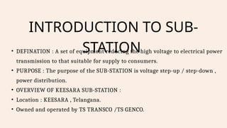 field visit to substation over view of subsation | PPTX