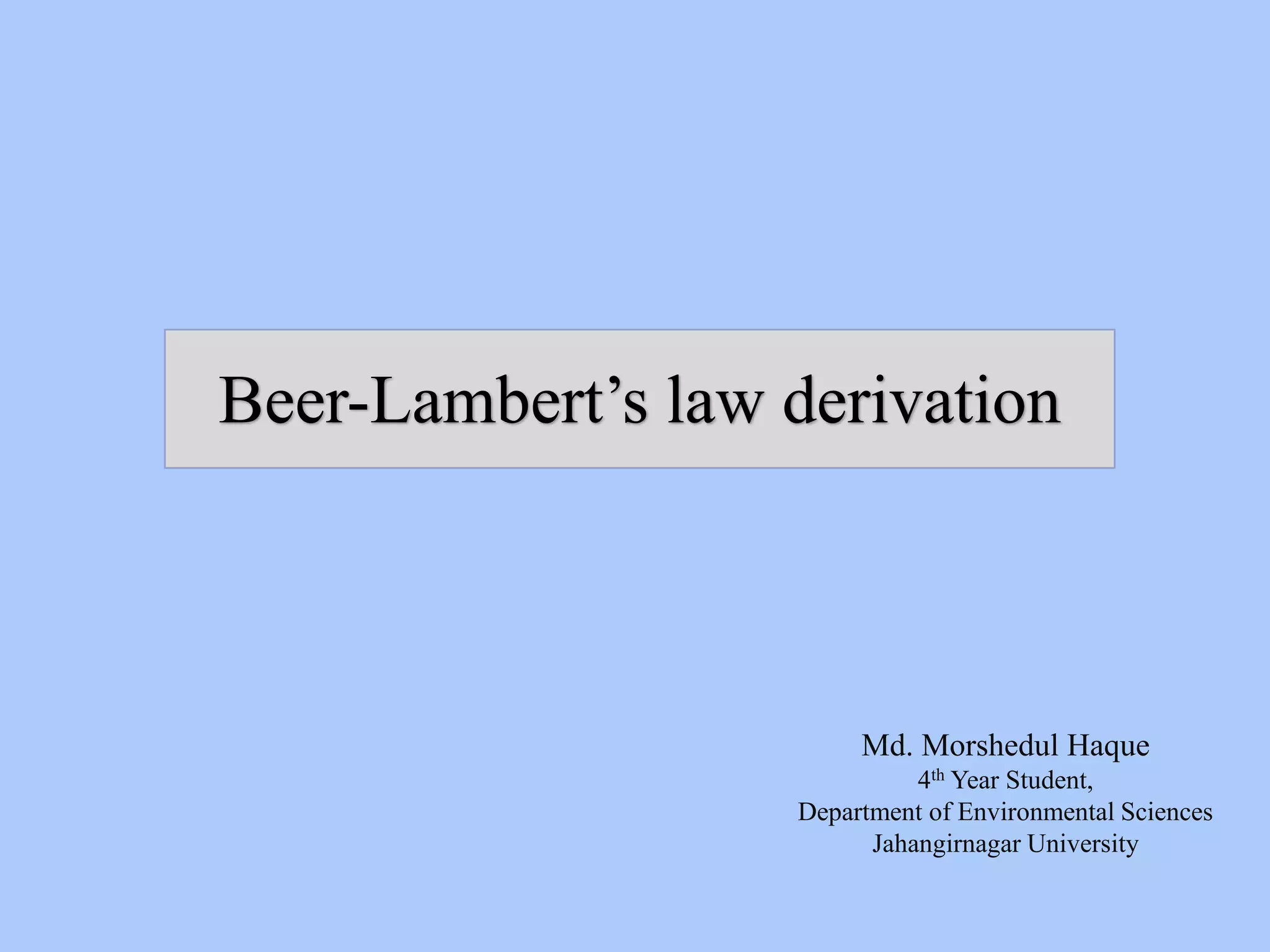 Beer lambert's law | PPTX