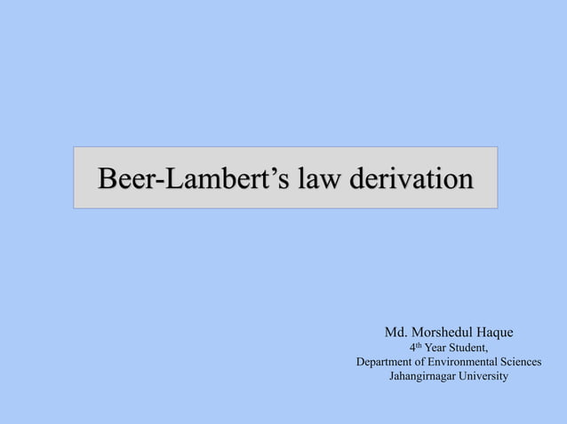 Beer lambert's law | PPTX