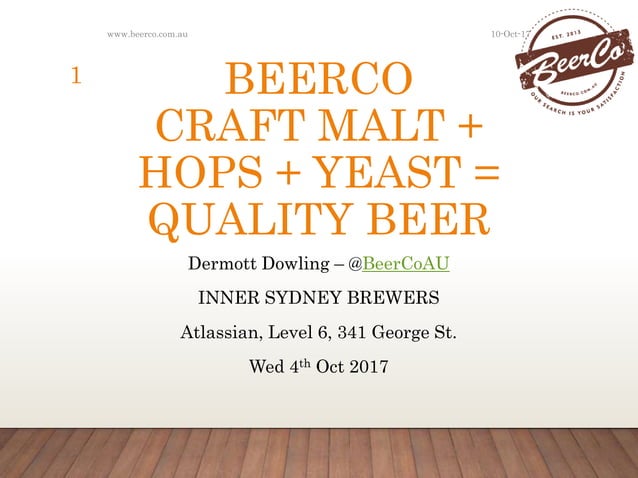 BeerCo Inner Sydney Brewers Club Talk at Atlassian | PPT