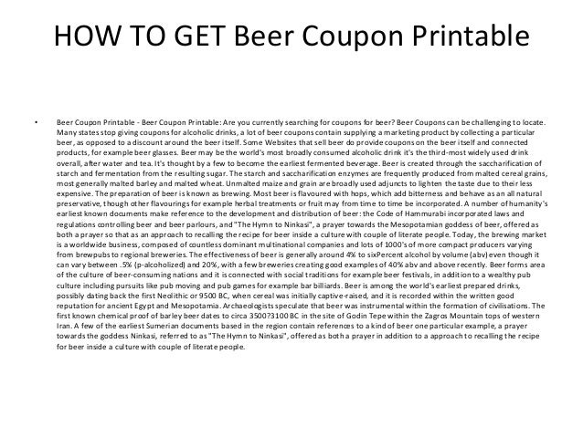 Beer Coupon Printable - Beer Coupon Printable