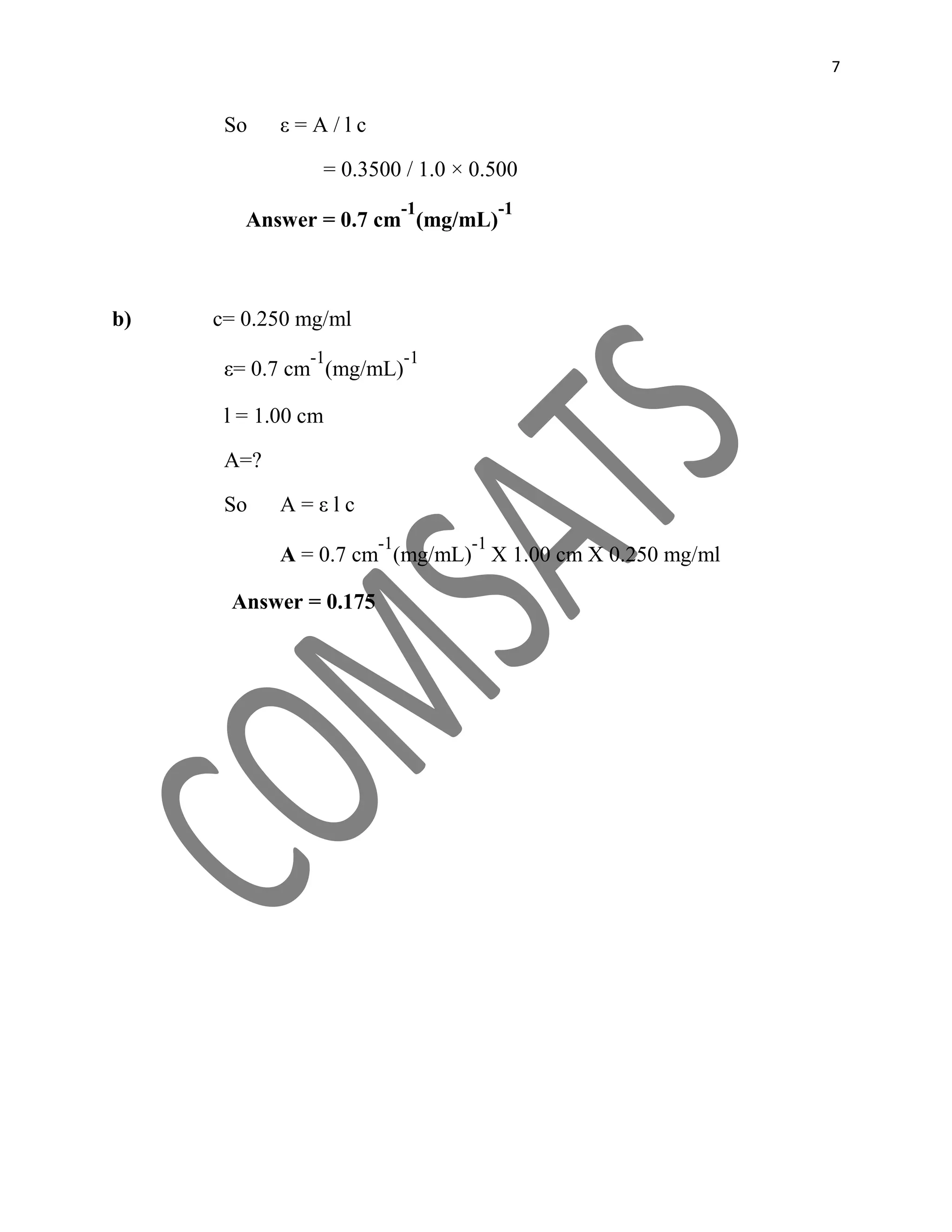 Beer Lambert Law solved problems | PDF