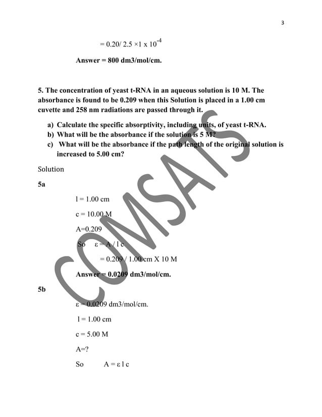 Beer Lambert Law solved problems | PDF