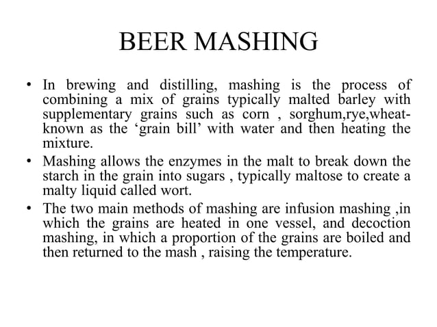 Beer mashing | PPTX | Chemistry | Science