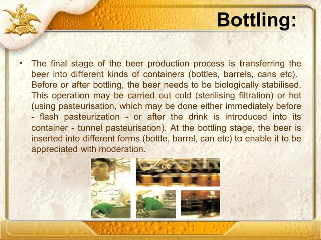 Beer production | PPT | Chemistry | Science
