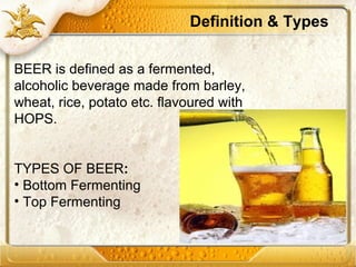 Beer production | PPT | Chemistry | Science