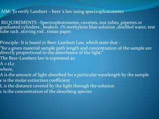 Beers lamberts law | PPTX