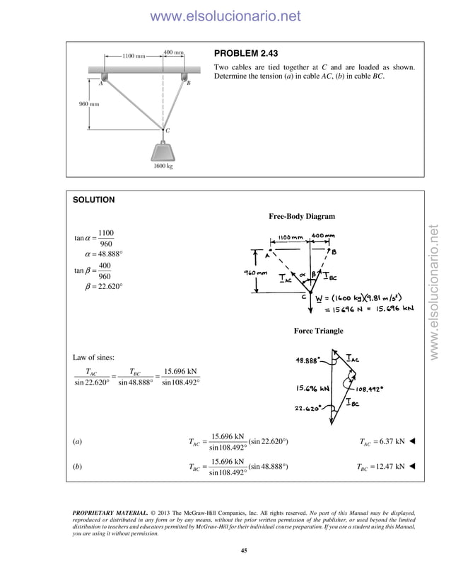 Beer vector mechanics for engineers statics 10th solutions | PDF