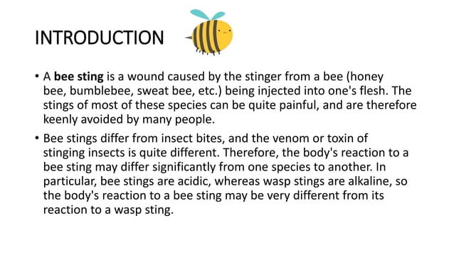 Bee sting MANAGEMENT | PPTX