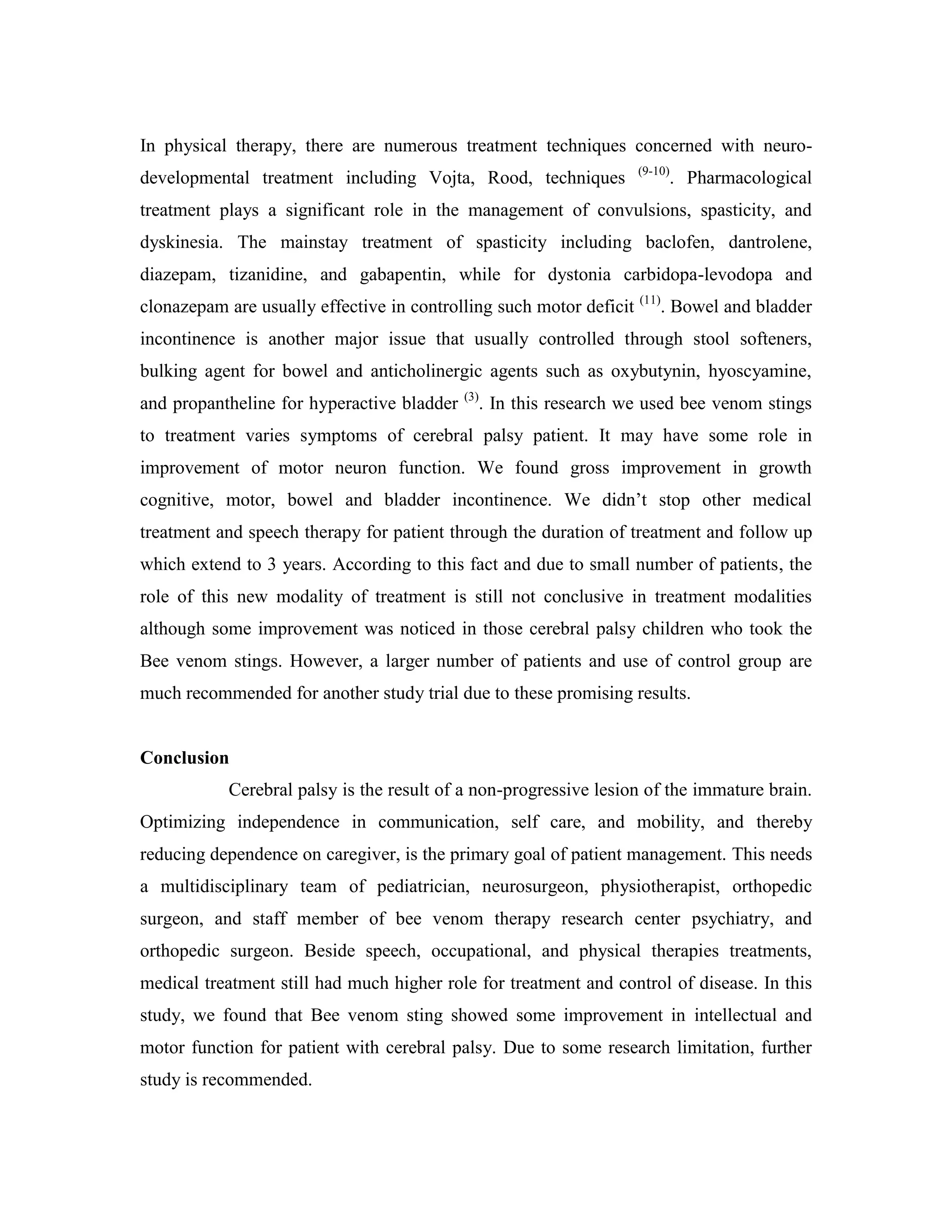Bee stings for treatment of cerebral palsy | PDF