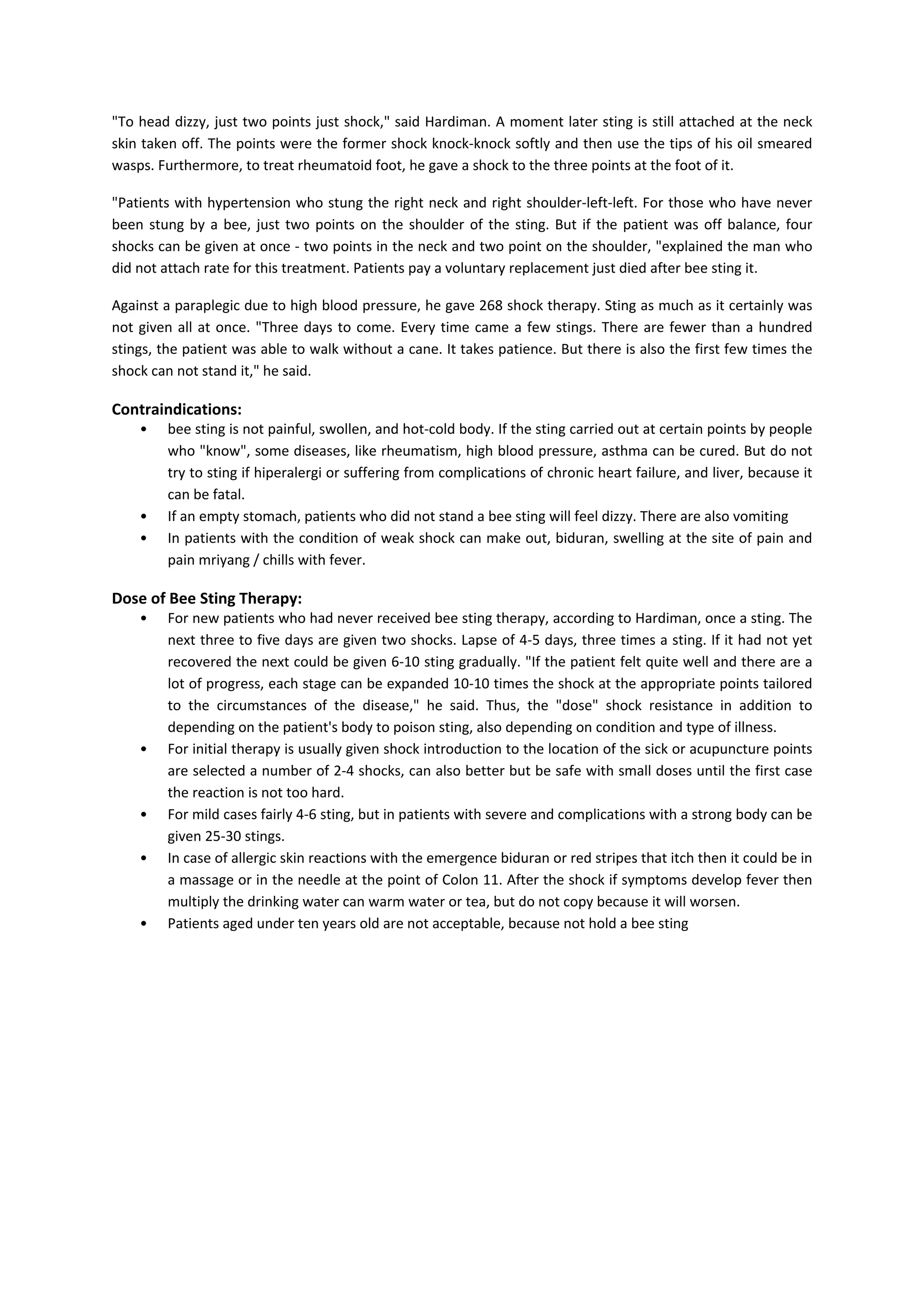 Bee Sting Therapy | PDF