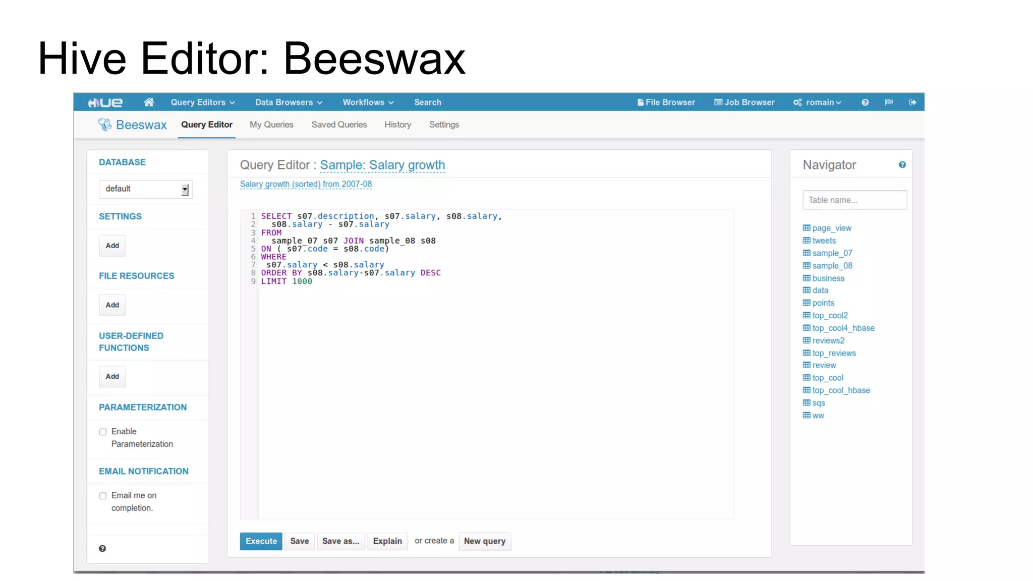 Beeswax Hive editor in Hue | PDF