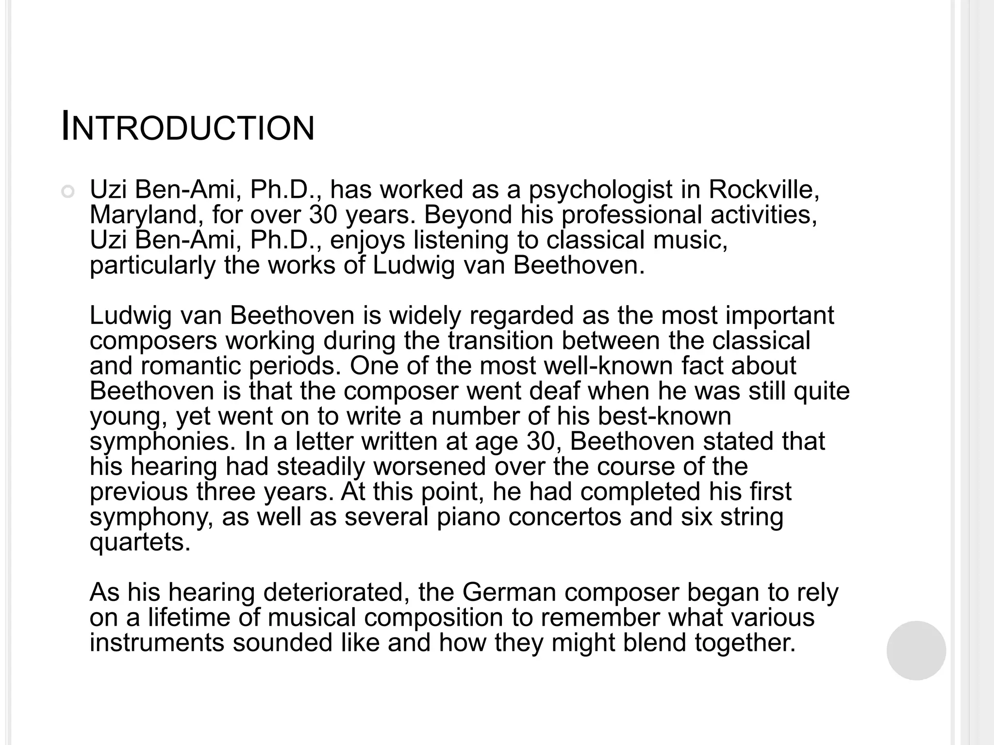 Beethoven Composing after Onset of Deafness | PPTX