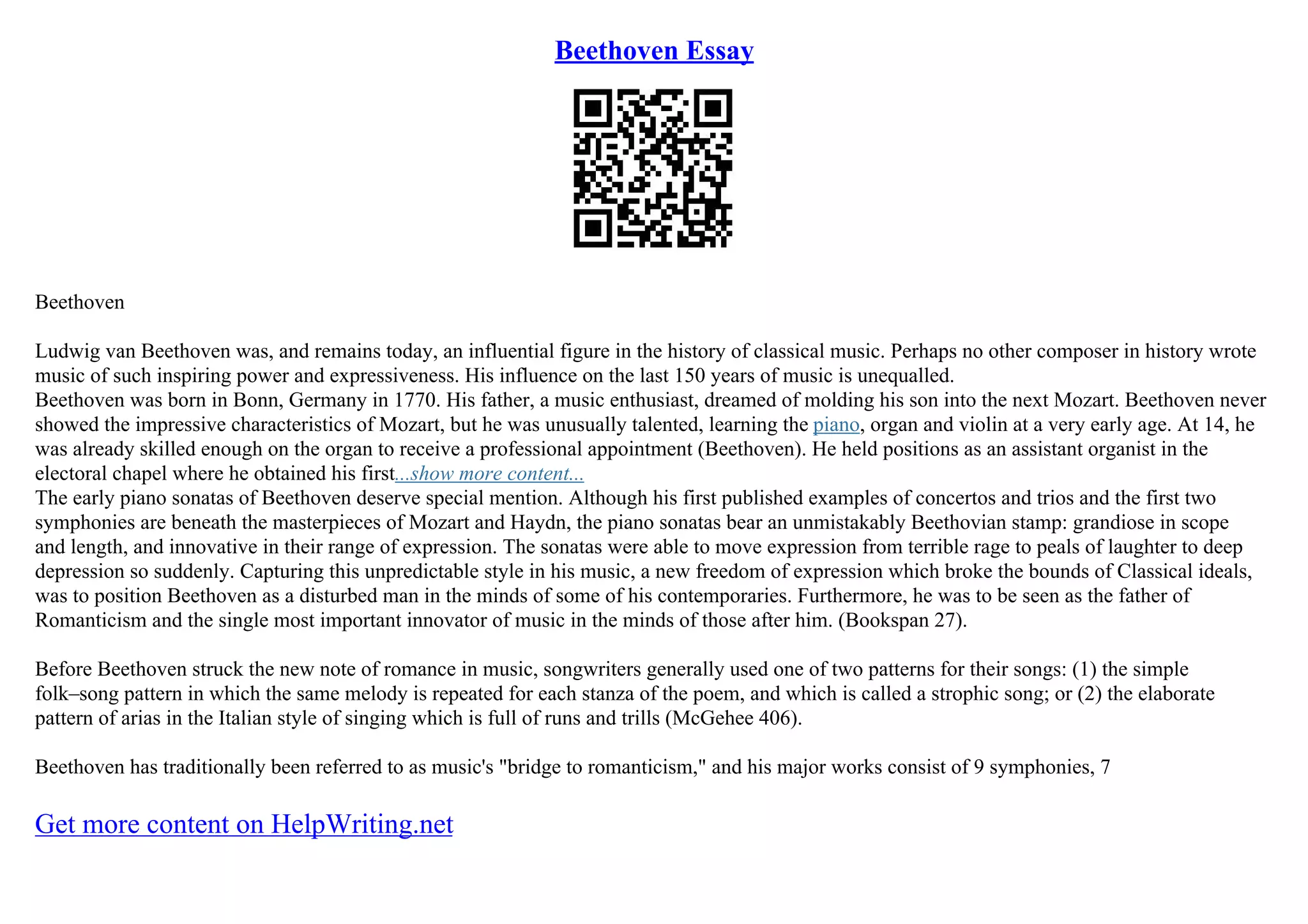 Beethoven Essay | PDF