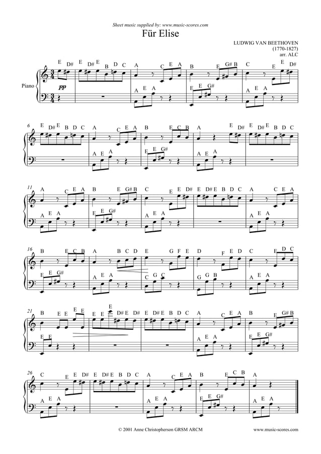 Beethoven fur elise_easy_piano | PDF | Classical Music | Music