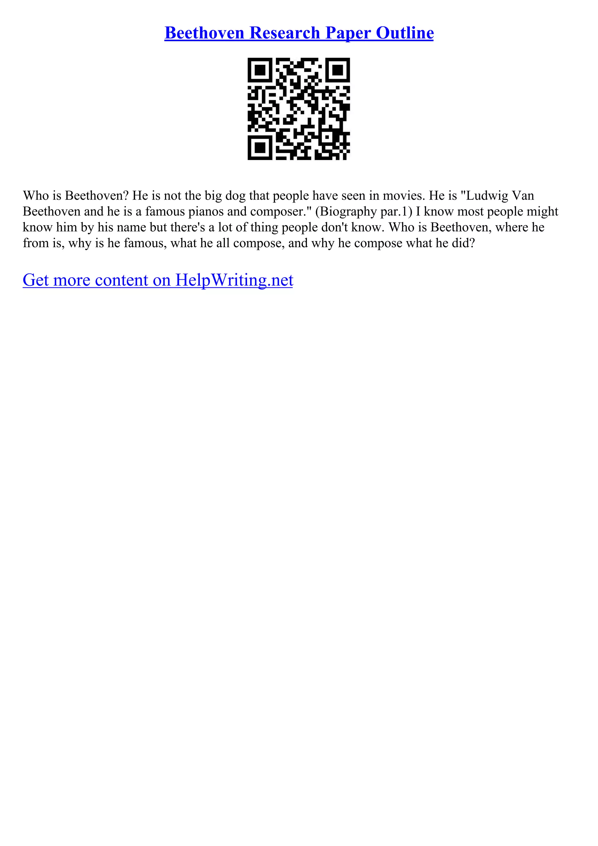 Beethoven Research Paper Outline | PDF