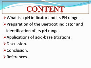 Beetroot as an indicator | PPTX