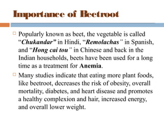 PRODUCTION TECHNOLOGY OF BEETROOT | PPT