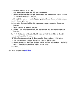 Beetroot thoran recipe | PDF