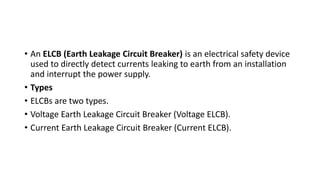 Electrical Installations, MCB, MCCB, ELCB | PDF