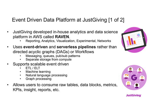 JustGiving – Serverless Data Pipelines, API, Messaging and Stream Processing | PDF
