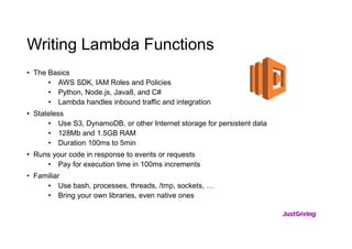 JustGiving – Serverless Data Pipelines, API, Messaging and Stream Processing | PDF