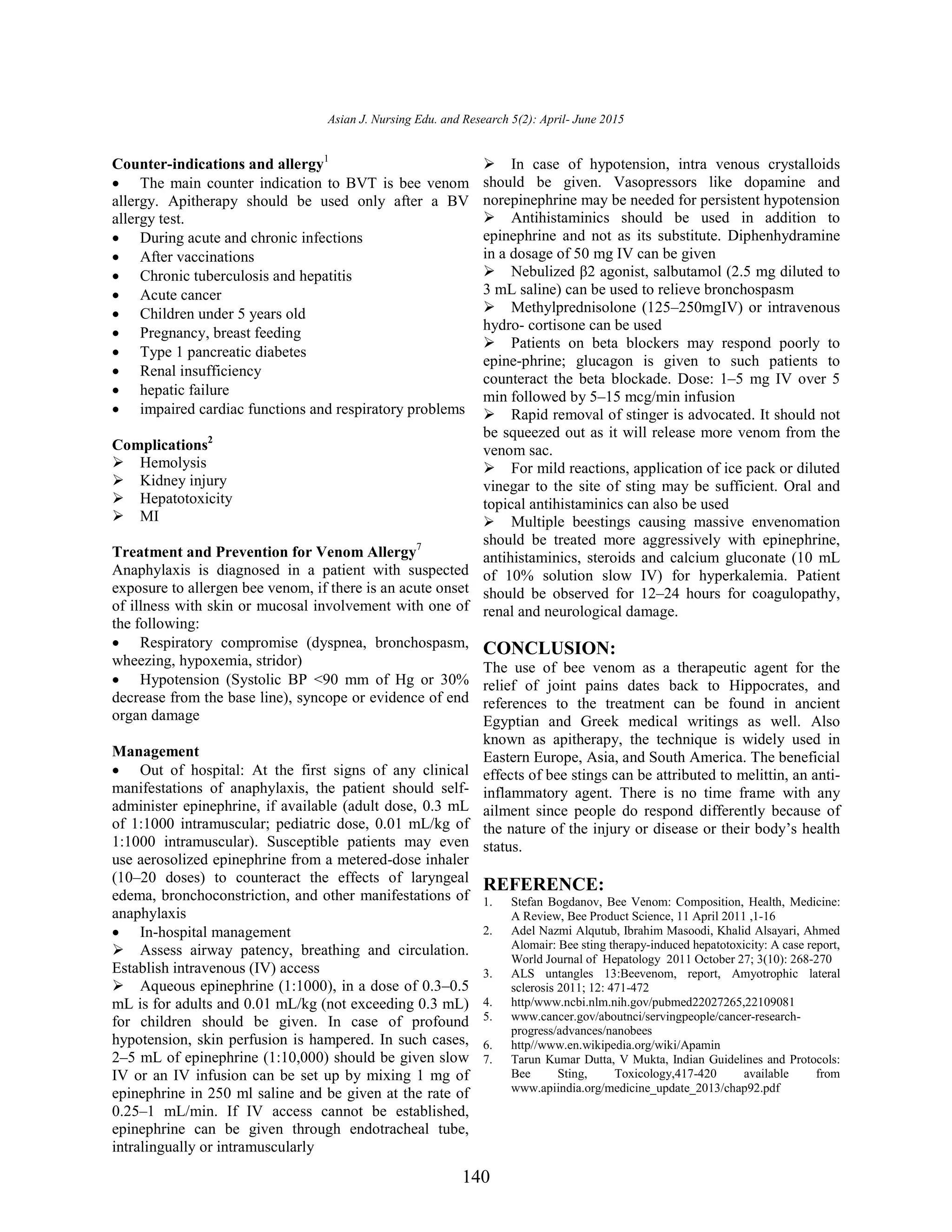 Bee venom therapy | PDF