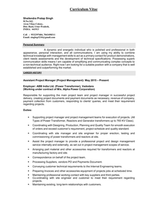 CV (Shailendra Pratap Singh) | PDF