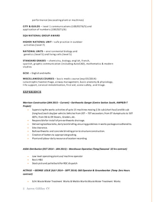 Aarron Gilfillan CV July 2016 | DOCX