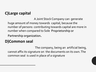 Joint Stock Company formation and features | PPTX