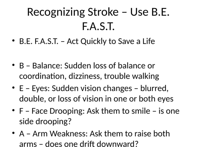 BEFAST Stroke recognition teaching Nursing Simulation | PPTX