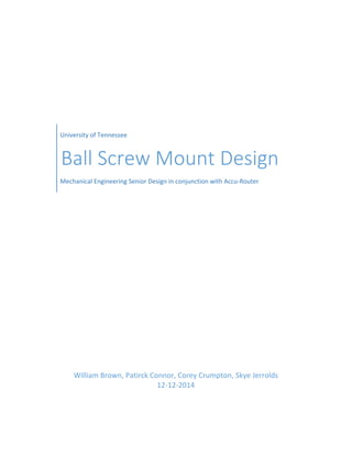 Ballscrew Mount Final Report | PDF