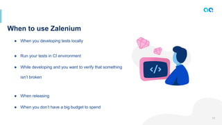 Be flexible with zalenium, a dockerized selenium grid infrastructure | PPT
