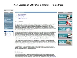 Before and after print screens of the newly renewed CORCAN Infonet | PPT