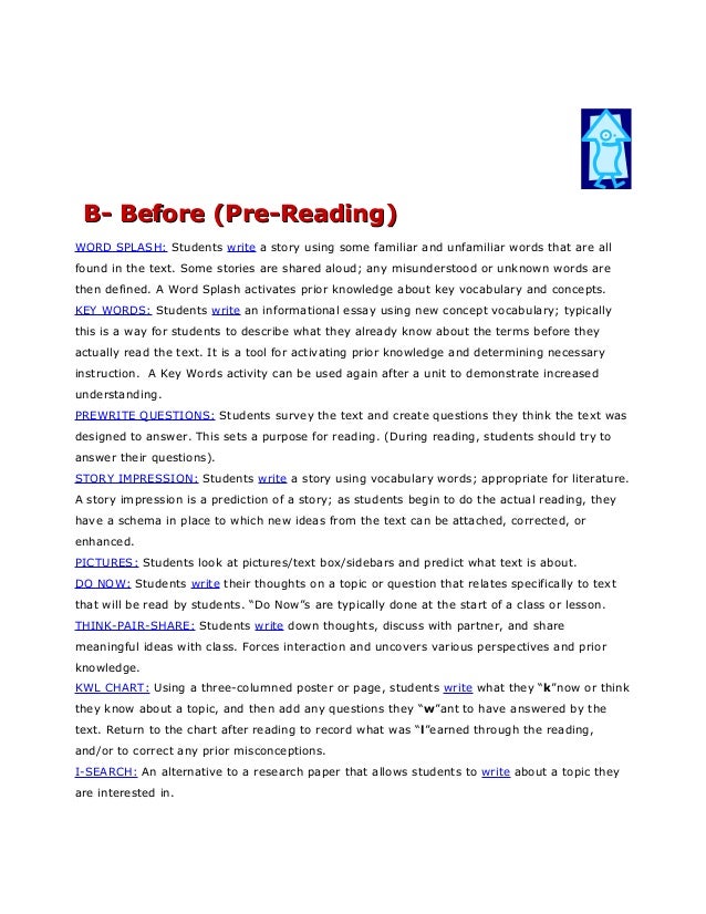Before During After Reading Strategies Before During After Reading Strategies