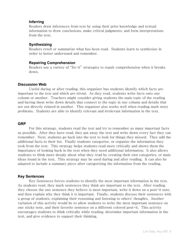 Before, During And After Reading Strategies | DOC | Educational ...