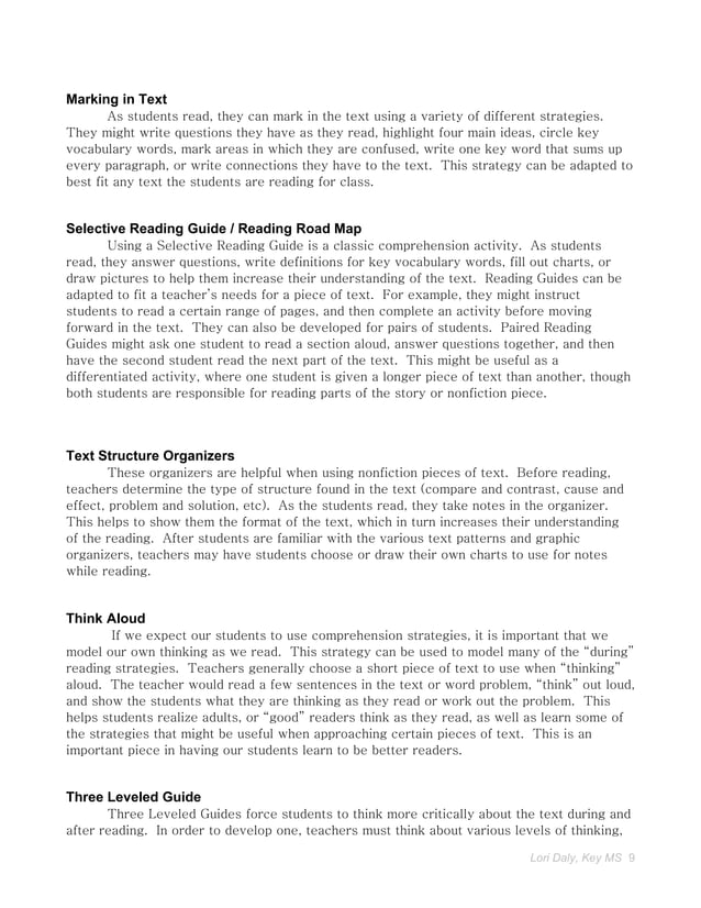 Before, During And After Reading Strategies | DOC | Educational ...