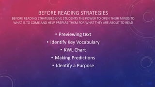 Before, during, and after reading strategies | PPTX