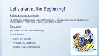Before, during, and after reading strategies | PPTX